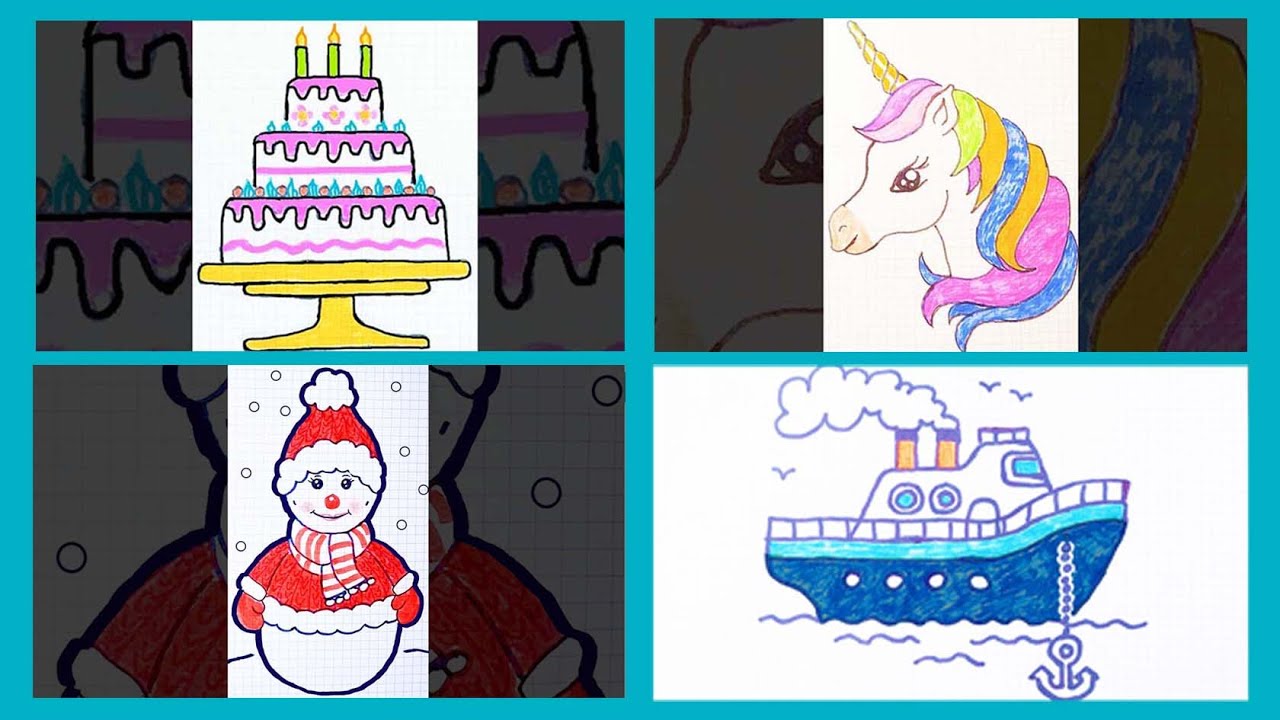 Compile de 5 dessins faciles rapides - YouTube