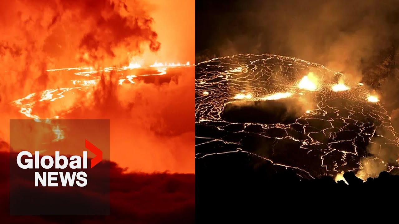 Rare double volcano eruption in Hawaii - YouTube