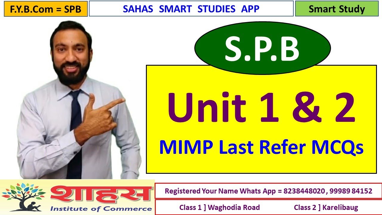 SPB Unit 1 & 2 MIMP Last MCQs for Practice #fybcom #msu | Structure ...