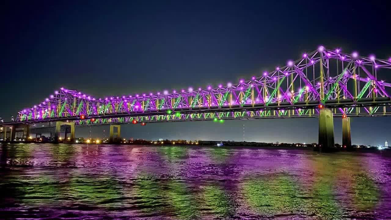 Work underway to install LED lights on the Crescent City Connection ...