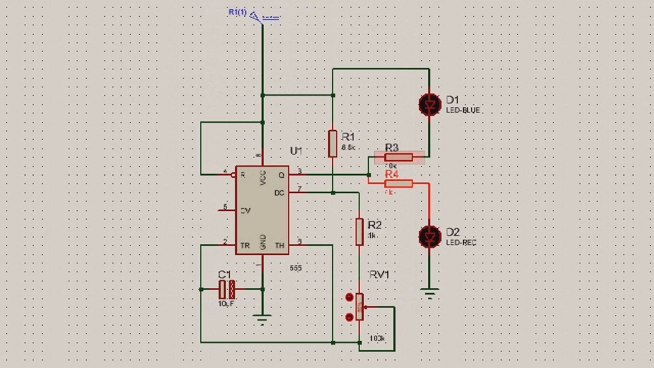 Simulación de leds intermitentes en proteus - YouTube