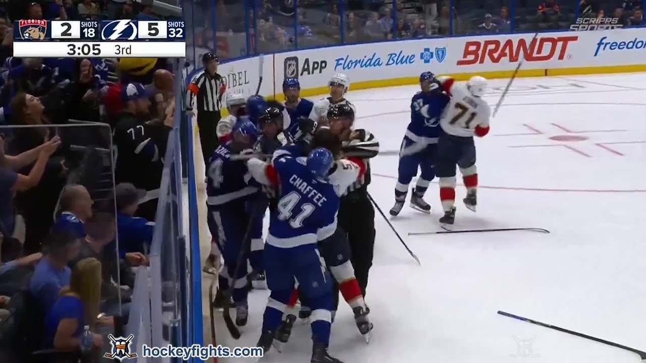 Luke Kunin vs Yanni Gourde & Aaron Ekblad vs Mitchell Chaffee Oct 01 ...