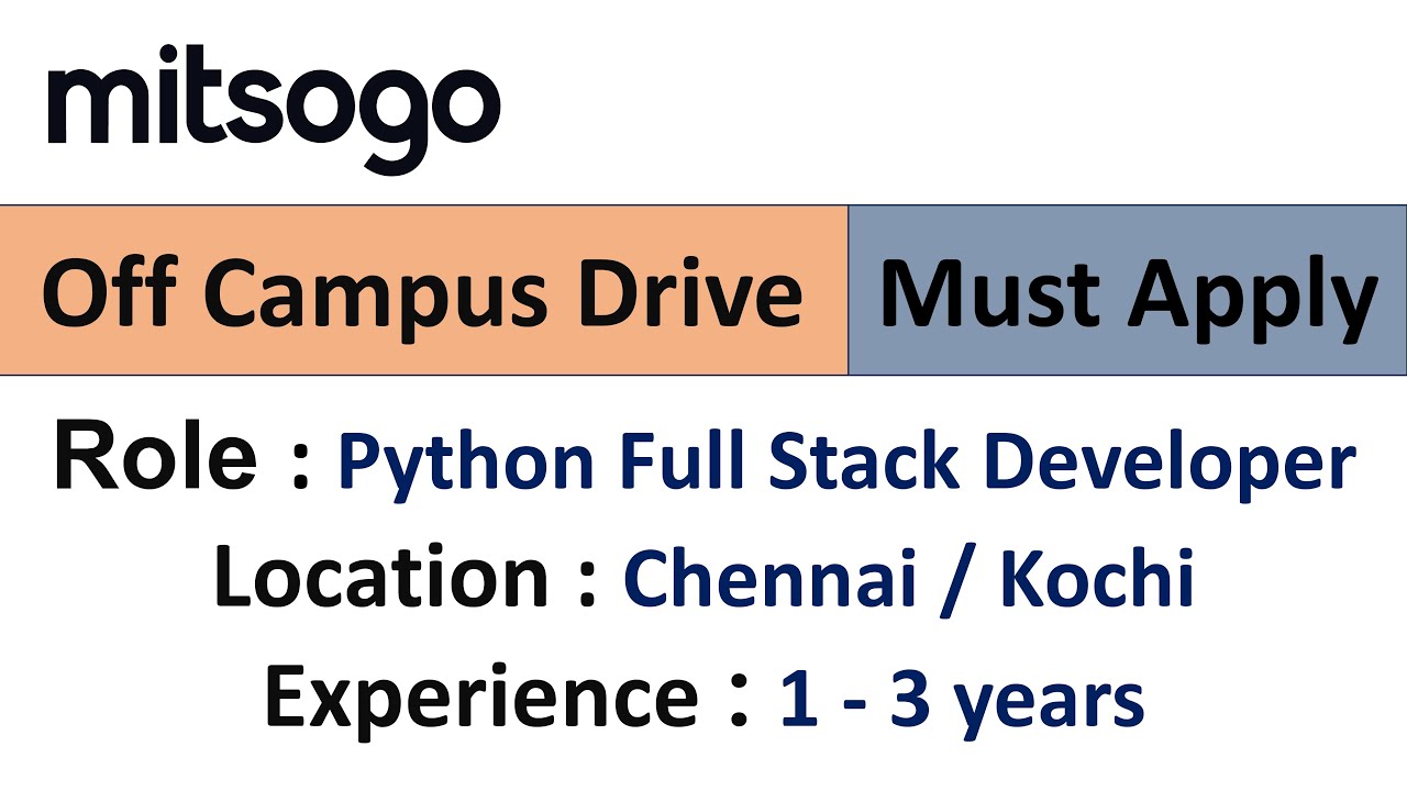 Mitsogo Hiring for Python Full Stack Developer Role - 1 to 3 years of Experience Required - YouTube