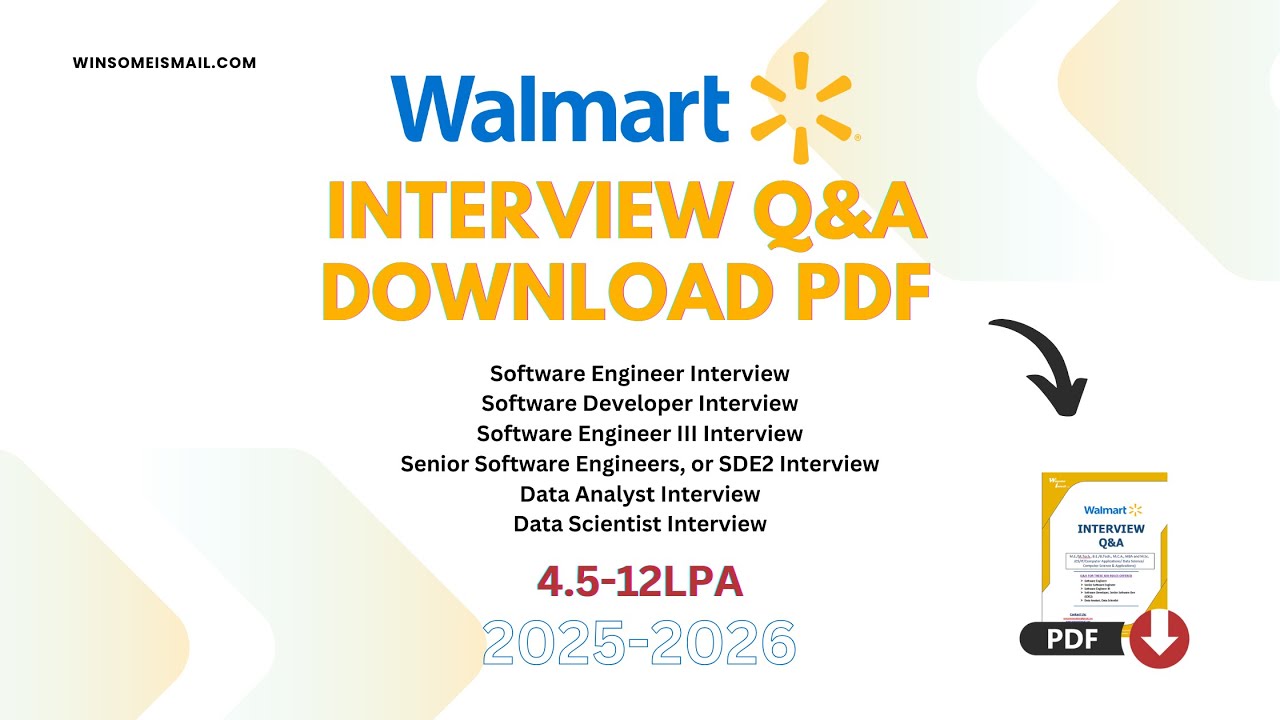 Walmart Software Engineer Interview Questions and Answers PDF #walmart ...
