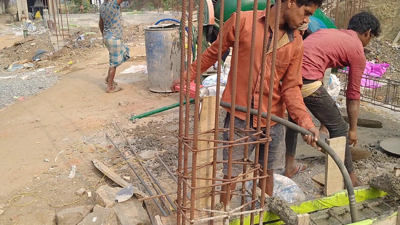 Tie beam shuttering and casting work - YouTube