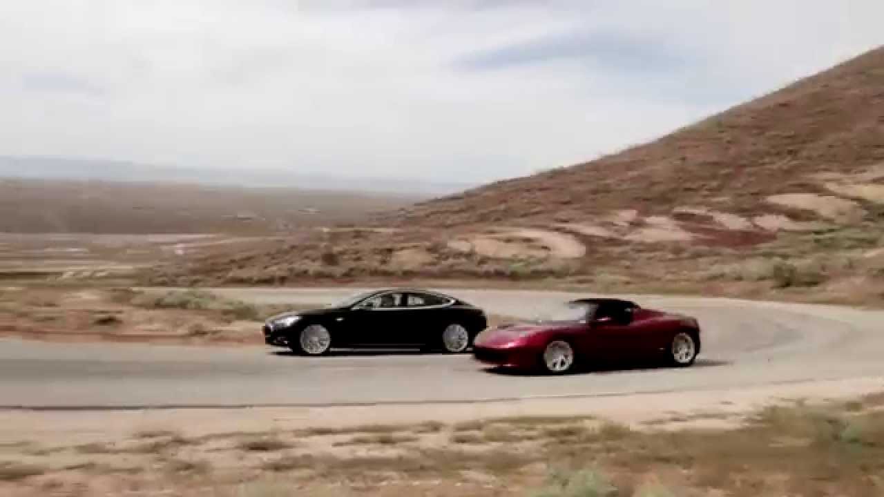Tesla Model S and Tesla Roadster Drive Together | AutoMotoTV - YouTube