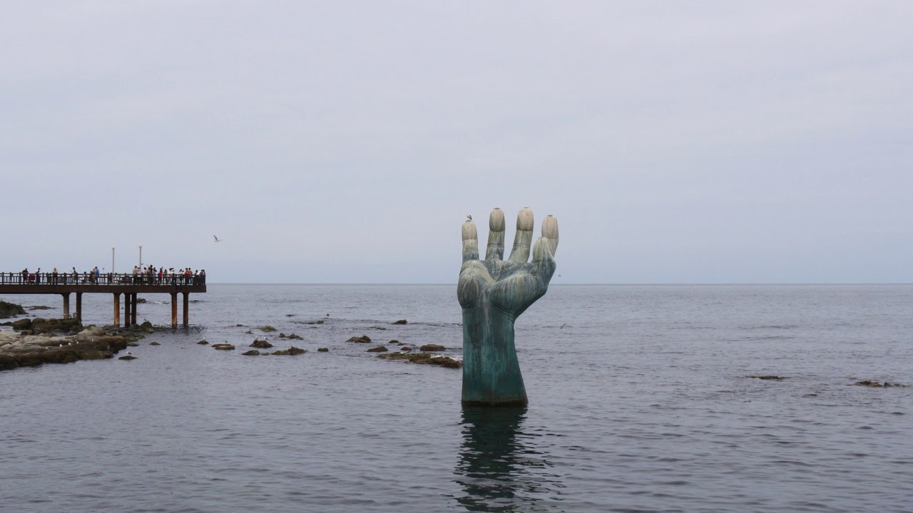 ED00098 People trip at homigot hand sculpture in Pohang, South Korea ...