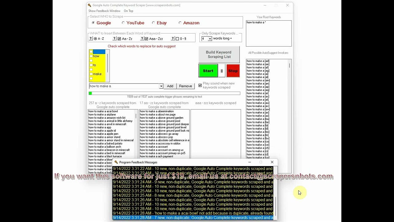 Auto Complete Scraping Google Youtube Ebay Amazon with AUTO SUGGEST ...