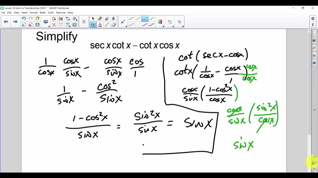 Lesson 70 Intro to Trig Identities - YouTube