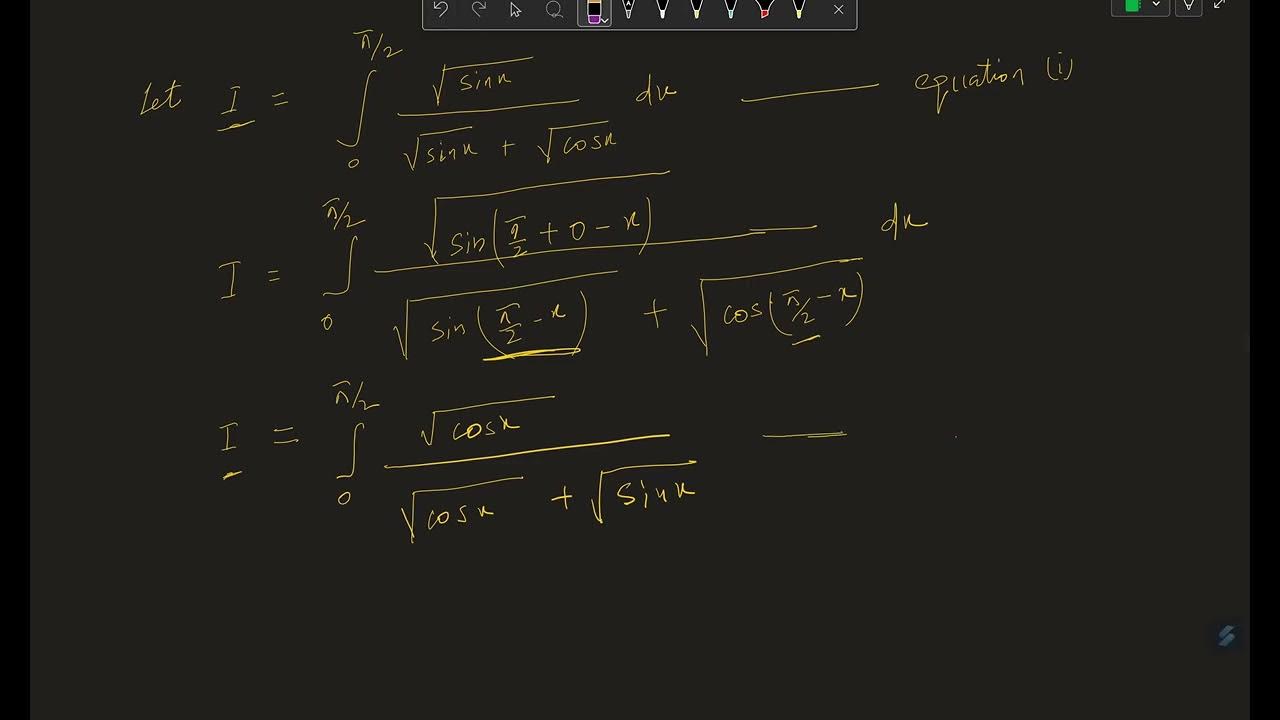 Integral 0 to pi/2 1/1+sqrt(cot x) dx | Definite Integrals | Calculus - YouTube