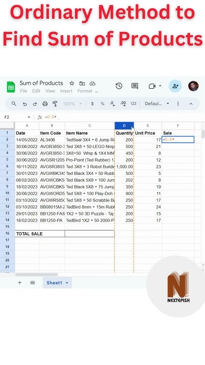 How to find Sum of Products in Google Sheets? #shorts #viral #shortvideo #googlesheets #excel ...