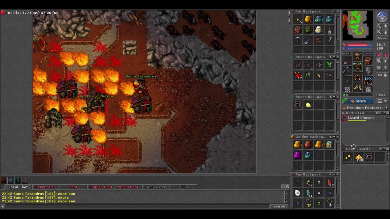 Tibia - Hunting Lizard Chosens - Temple of Equilibrium - YouTube