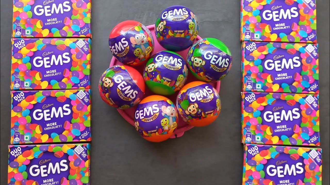 Gems opening video, surprise toys, chocolate opening video, lots of ...