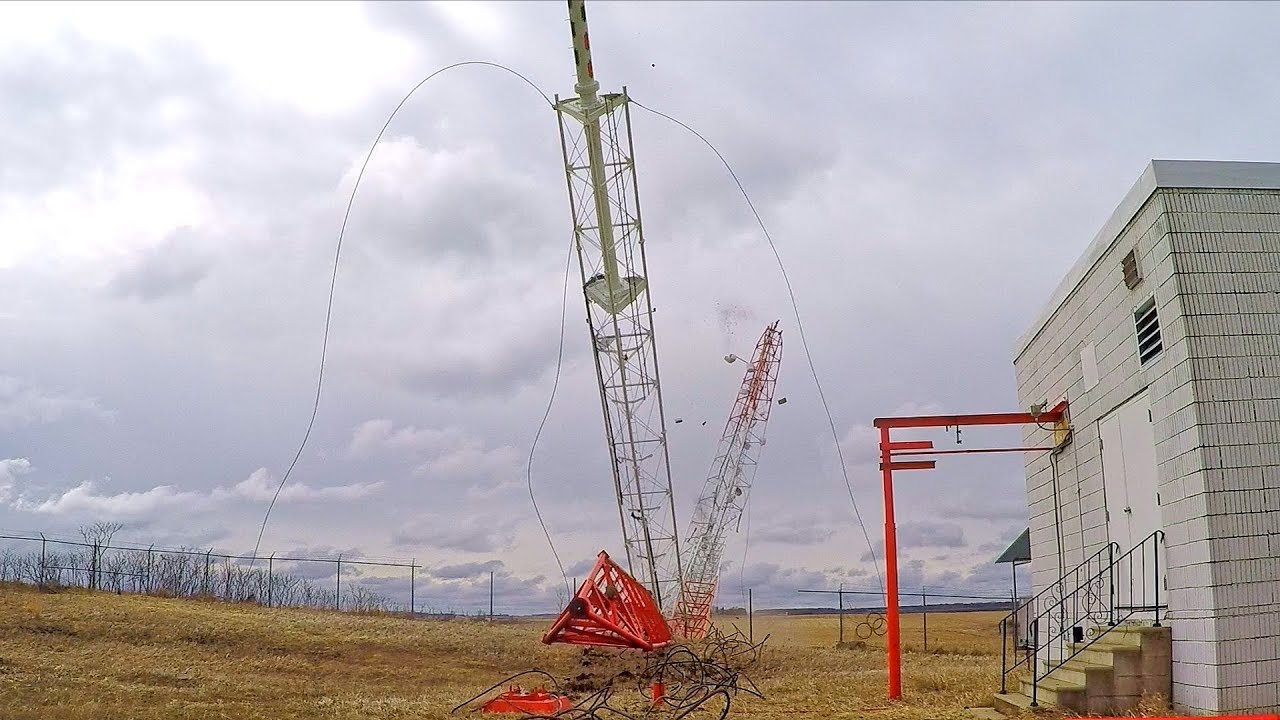KCCO Guyed Tower - Controlled Demolition, Inc. - YouTube