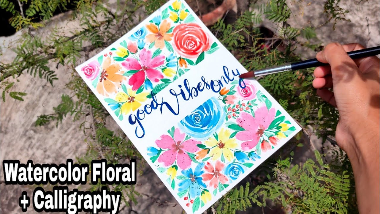 Easy Watercolor Floral + Calligraphy for beginners. Step by step ...