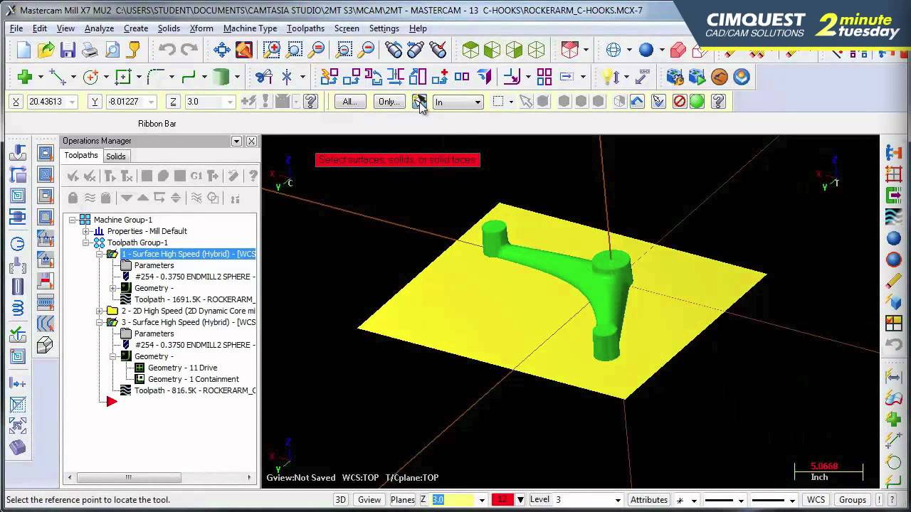 Mastercam C-Hooks - Cimquest 2 Minute Tuesdays - YouTube