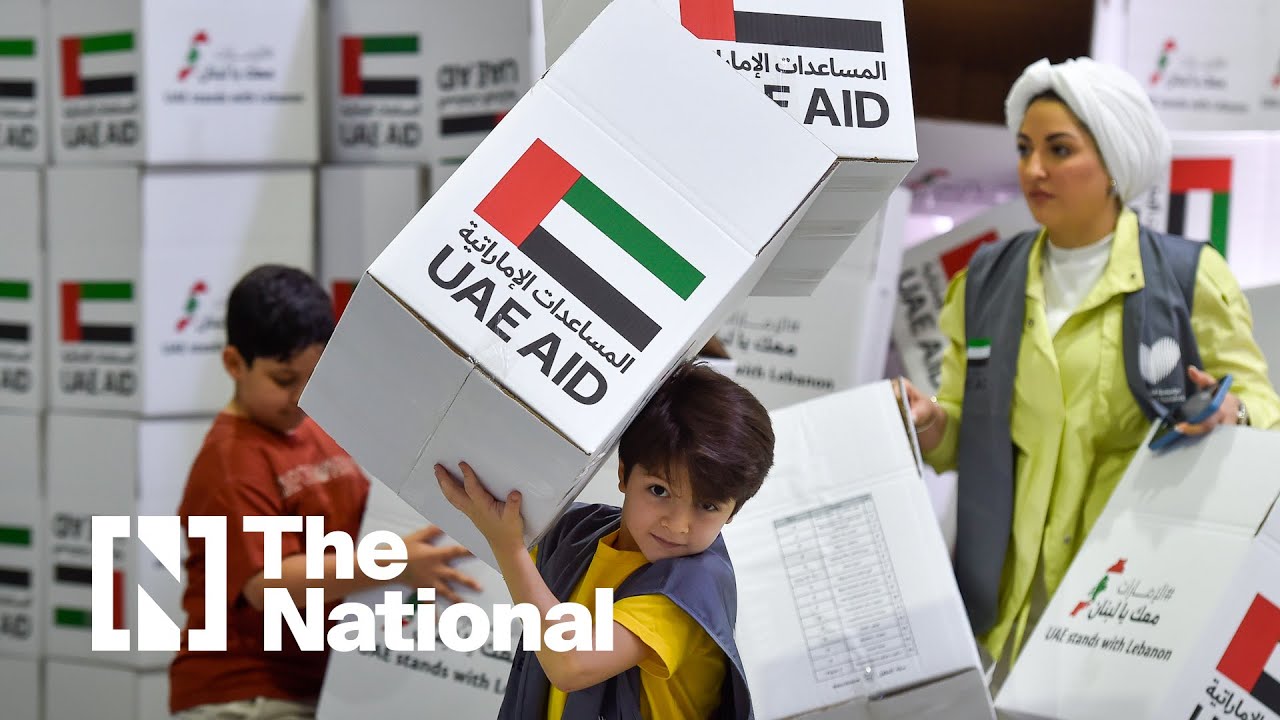 Huge response in Sharjah for UAE's aid donation drive for Lebanon - YouTube