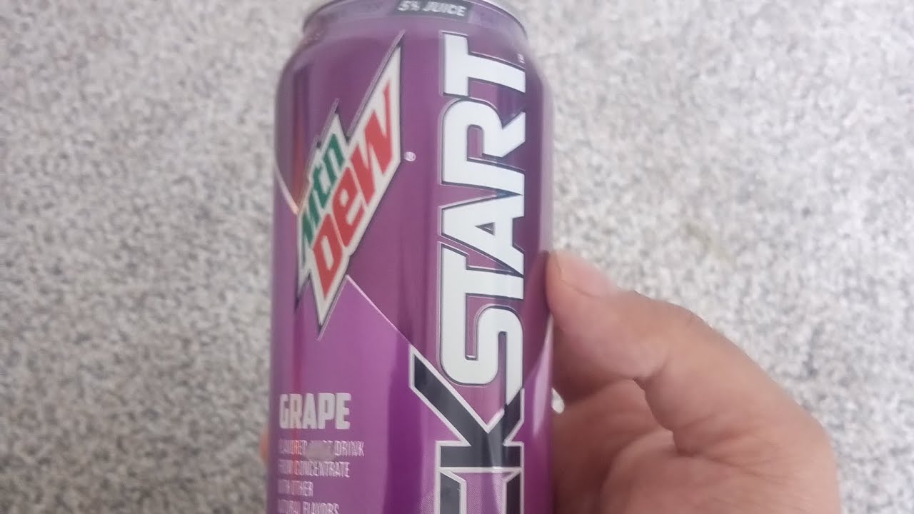 drinking mountain dew grape kickstart - YouTube