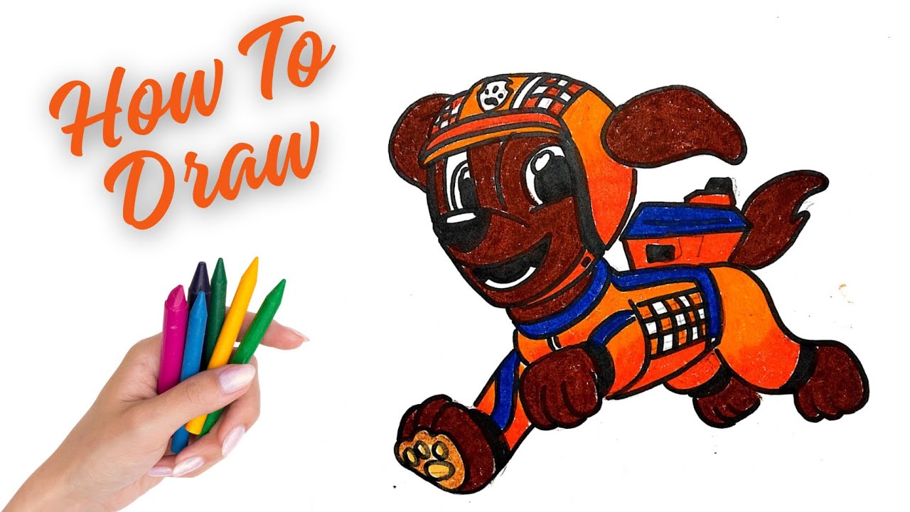 How to draw Zuma - Paw Patrol Mighty Movie | Easy drawing - YouTube