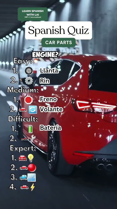 Spanish Quiz: car parts vocabulary. #learnspanish #spanishclass # ...