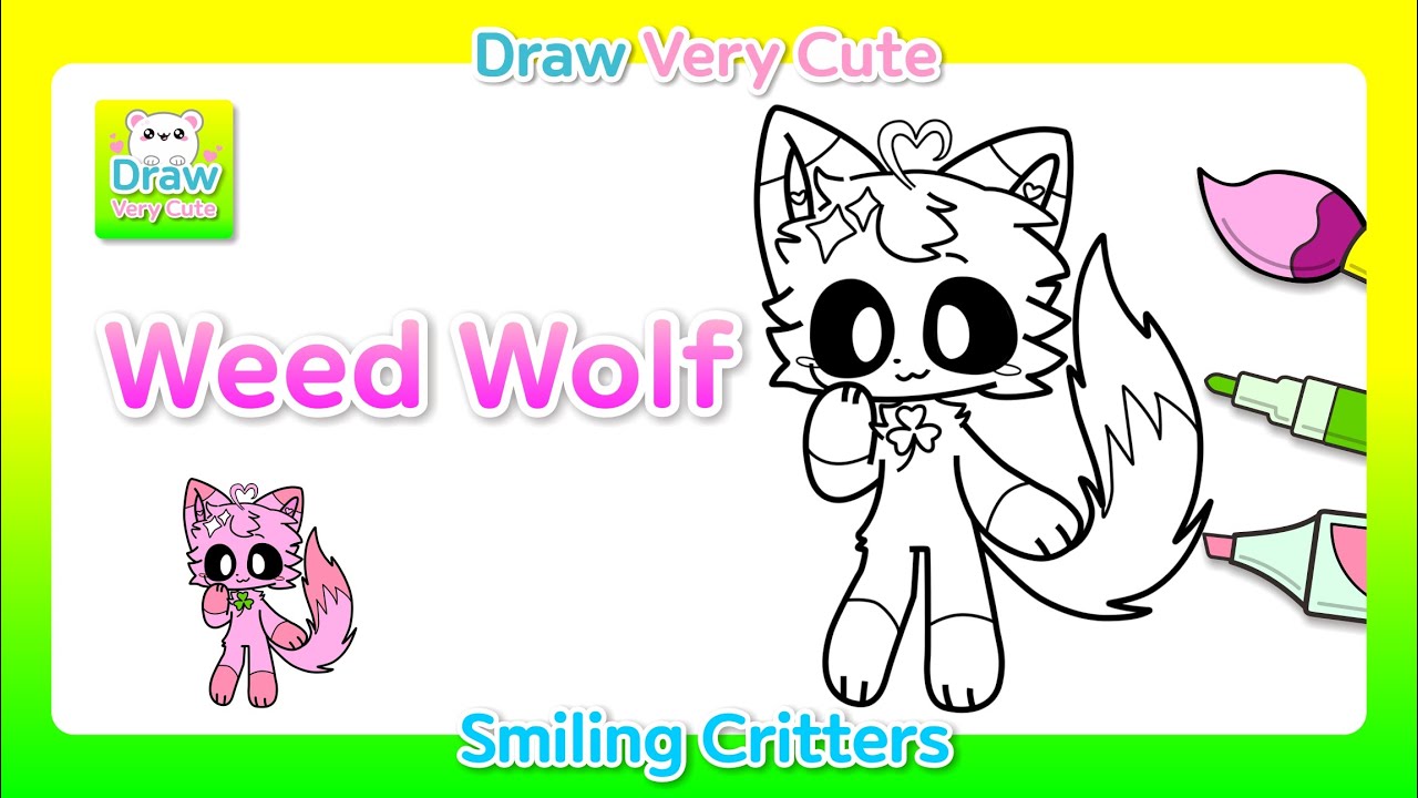 how to draw Weed Wolf Smiling Critters drawing and coloring cute cat ...