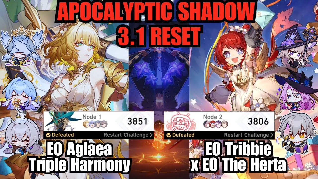 New Apoc 3.1 E0 Aglaea x 3 Harmony & E0 Tribbie x The Herta HSR ...