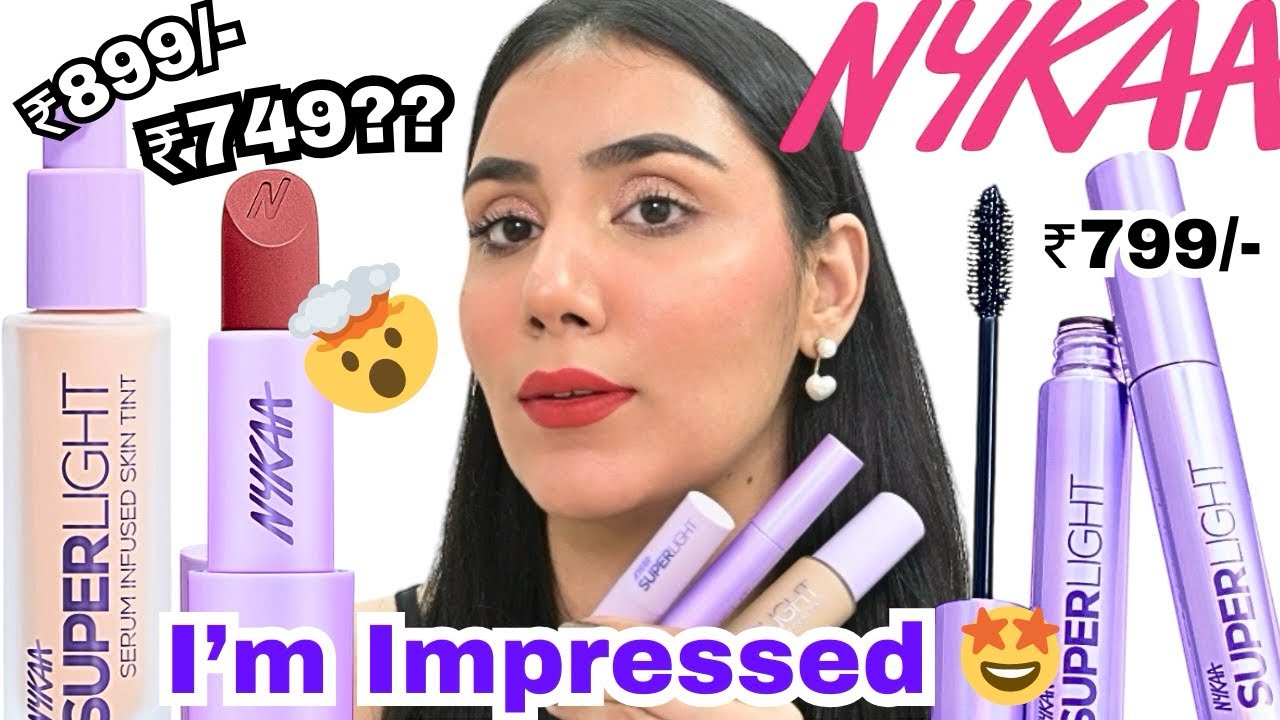 I tried out New Nykaa Superlight Makeup Range 🤯 Skin Tint | Feather ...