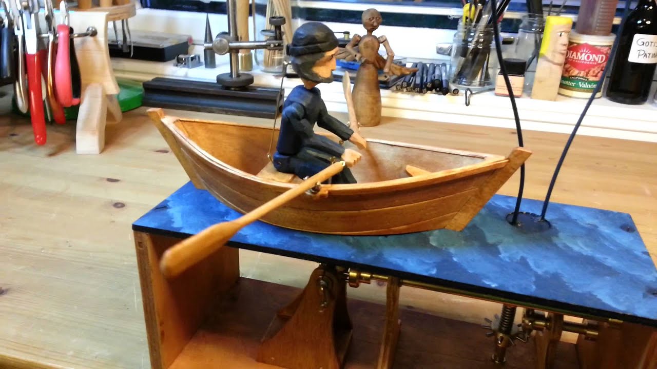 Man In Boat With Seagulls Automata - YouTube