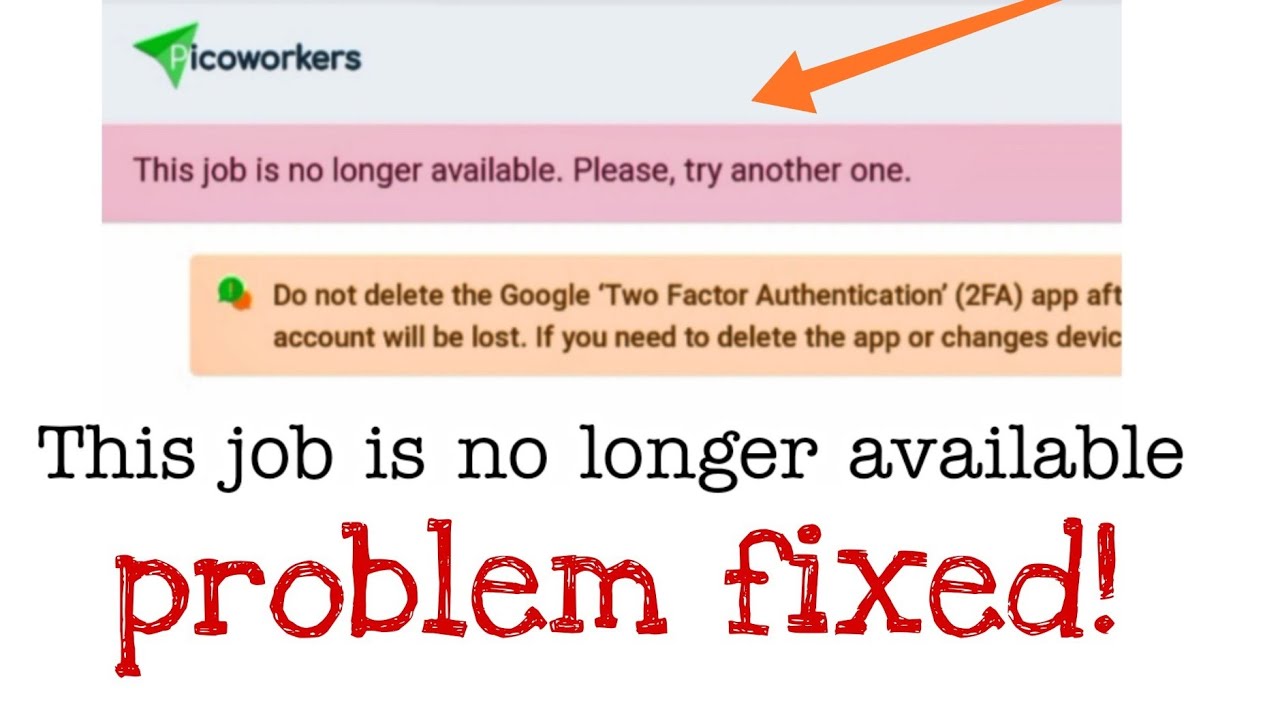 This job is no longer available problem fixed | Please try another one ...