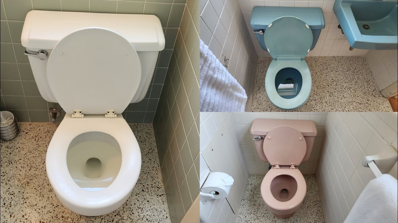 Three 1961-1962 American Standard Cadet toilets (mixed colors) - YouTube