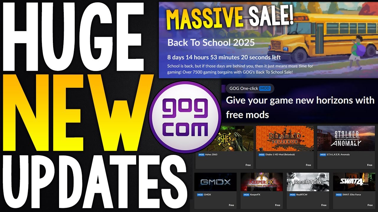HUGE GOG UPDATES - NEW FREE MODS + GIGANTIC NEW SALE! - YouTube