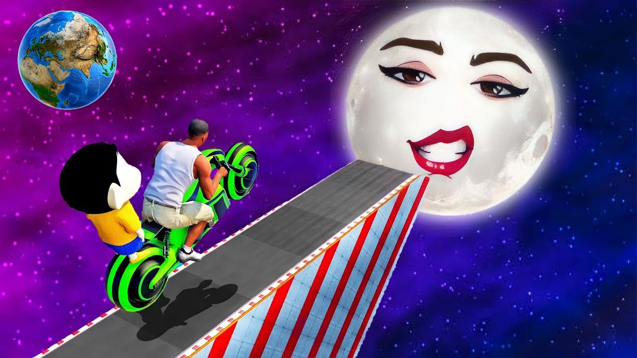 GTA 5 98.778% IMPOSSIBLY SUPER MEGA RAMP CHALLENGE WITH SHINCHAN ...