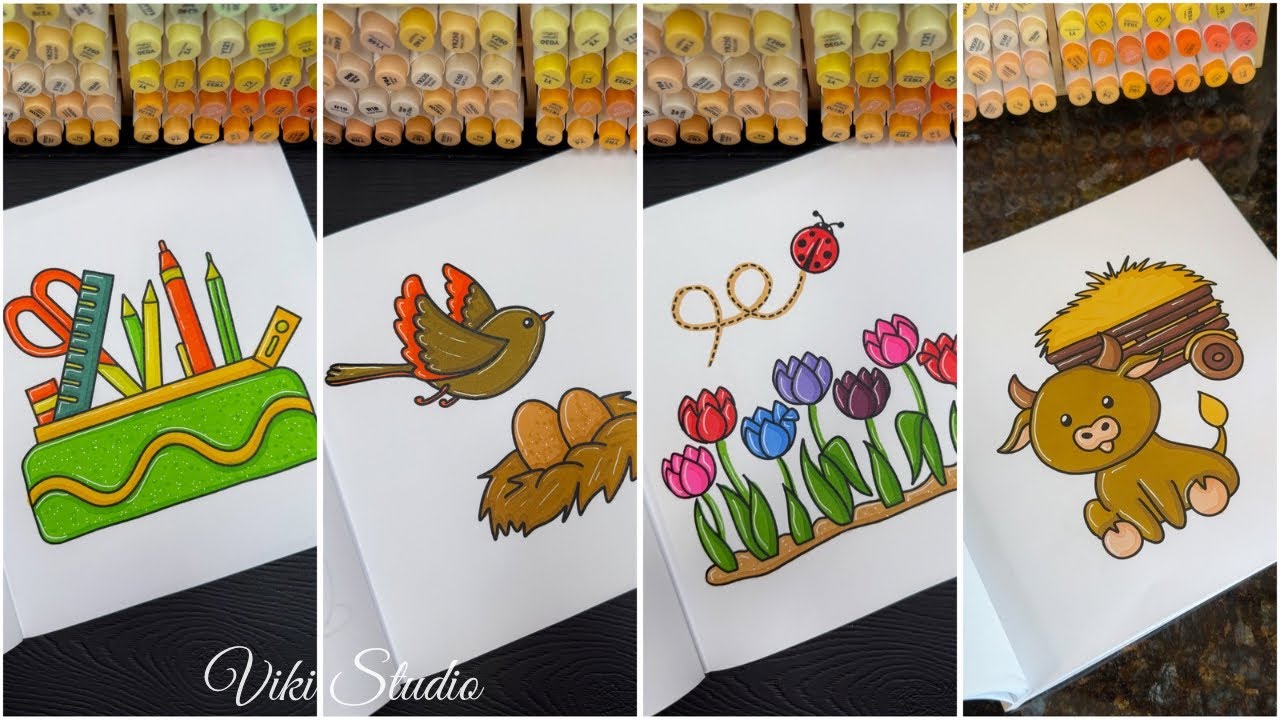 Satisfying and relaxing Coloring book with ASMR markers - YouTube