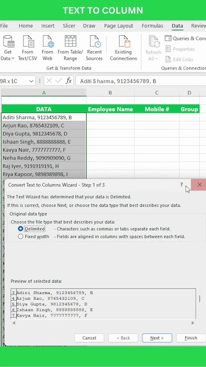 Sort data using Text to column function in Excel #shorts - YouTube