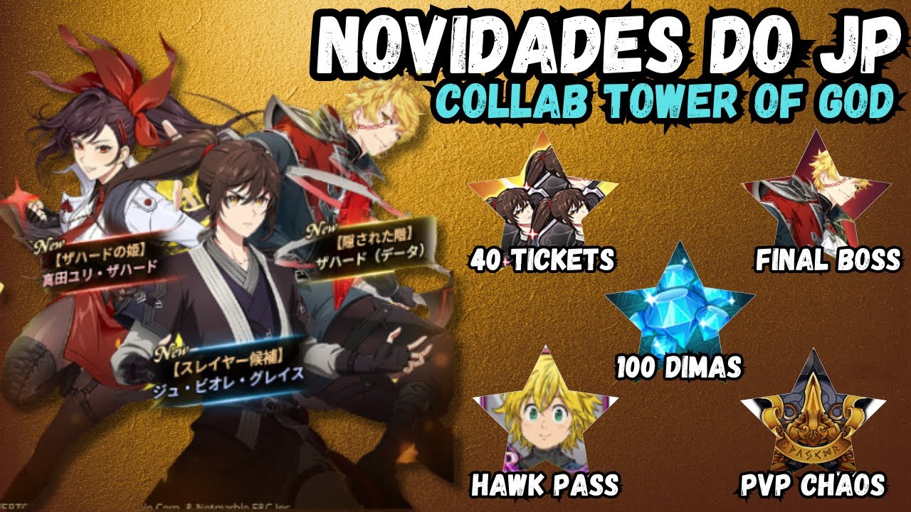 NOVIDADES DO JP | COLLAB TOWER OF GOD | 7DS | The Seven Deadly Sins ...