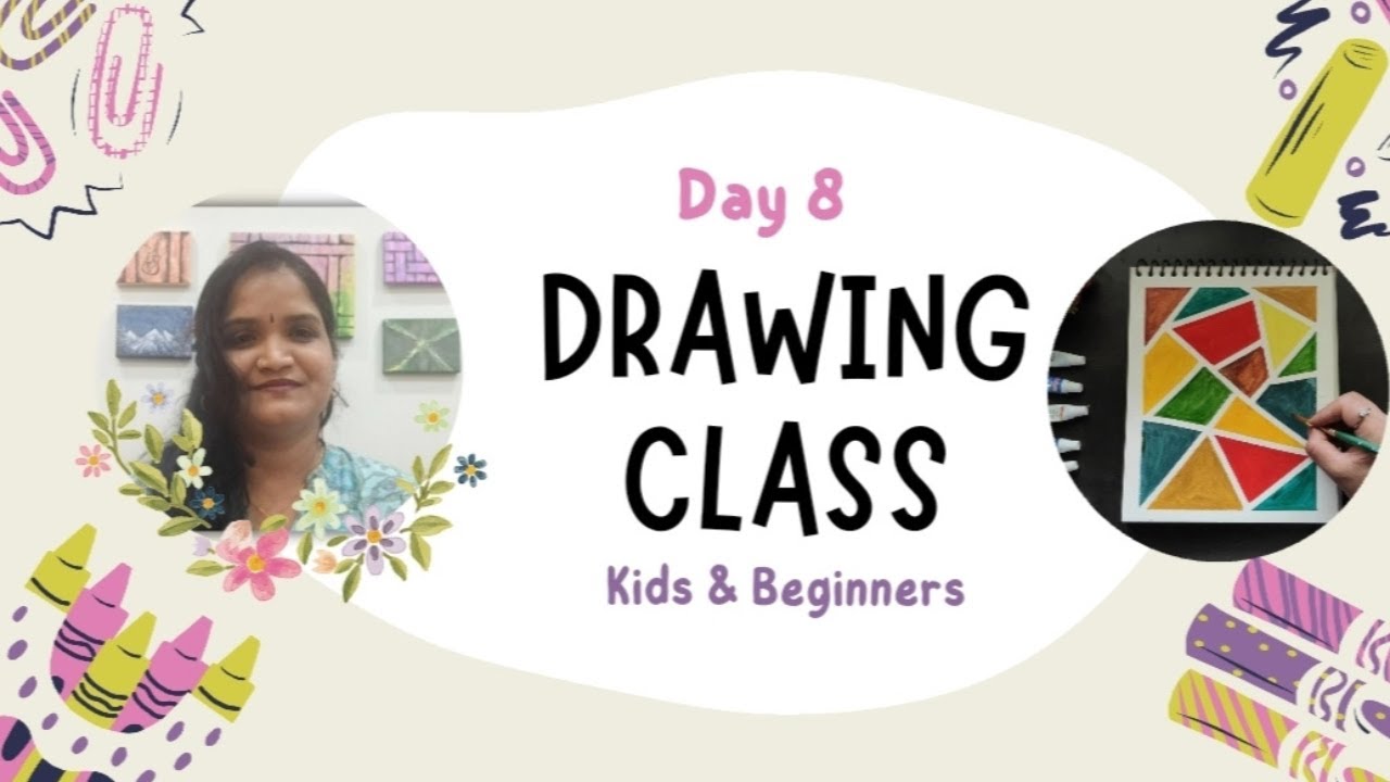 Art Classes for beginners day 8 / Geometric shape Abstract Art # ...