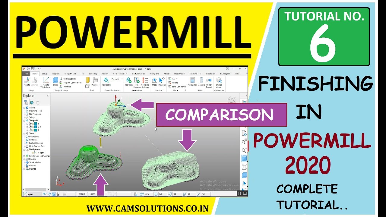Delcam Powermill 2020 Finishing Tool Path Comparison Delcam Hindi Tutorials Youtube