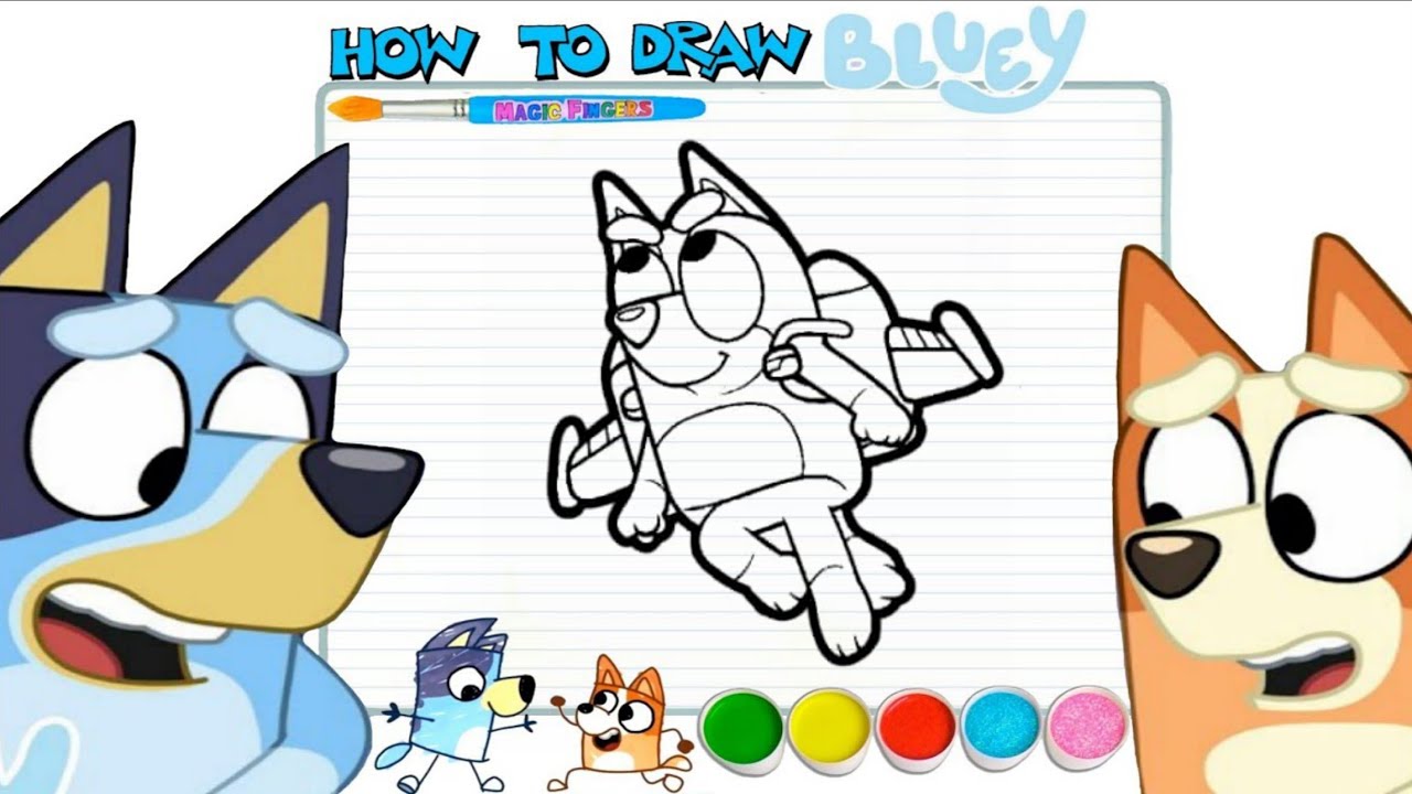 How to draw bluey & bingo 😱 | drawing cartoon characters for kids ...