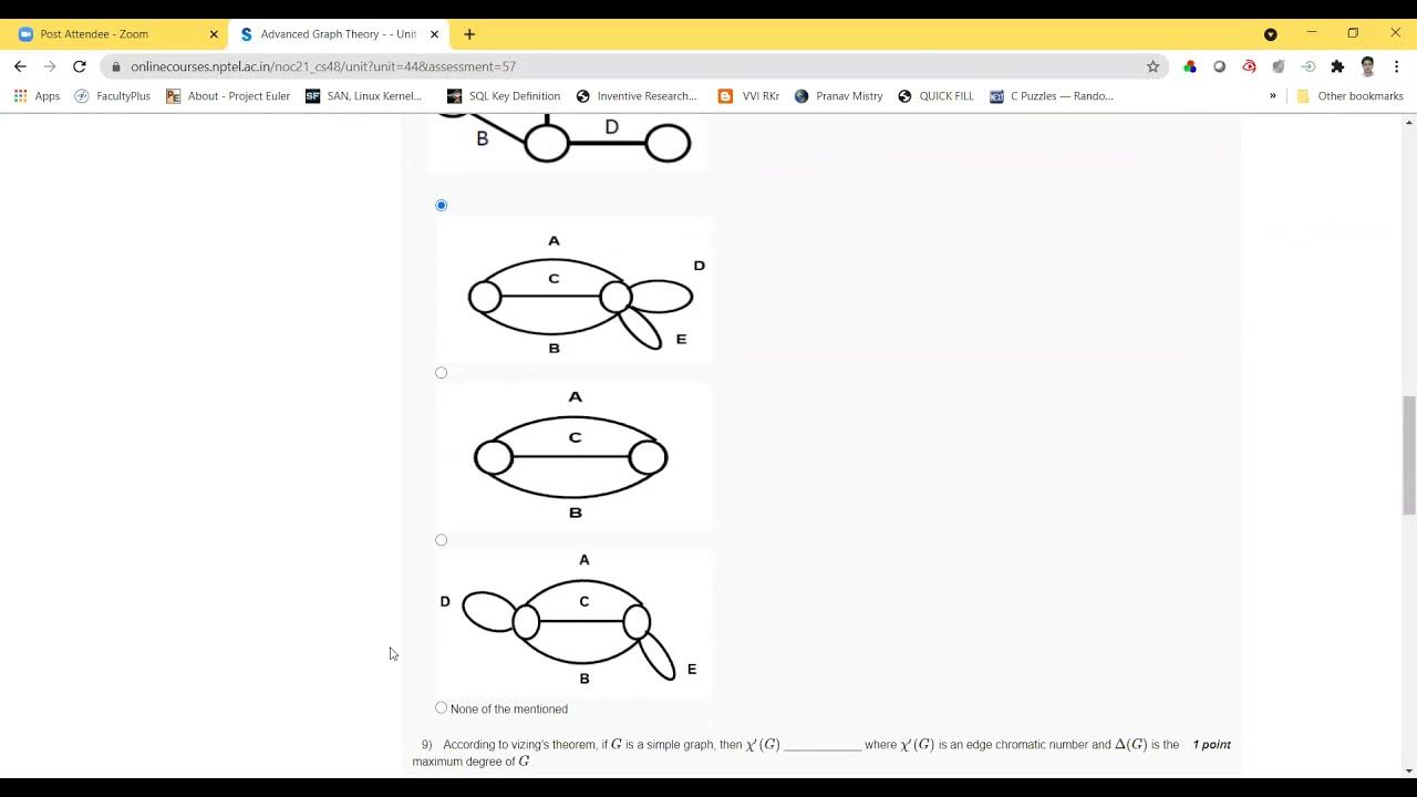 Advanced Graph Theory week 7 assignment 7 | Swayam Nptel - YouTube