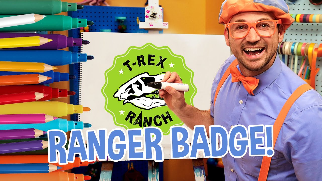 How To Draw A Park Ranger Badge | Draw with Blippi | Arts and Crafts ...