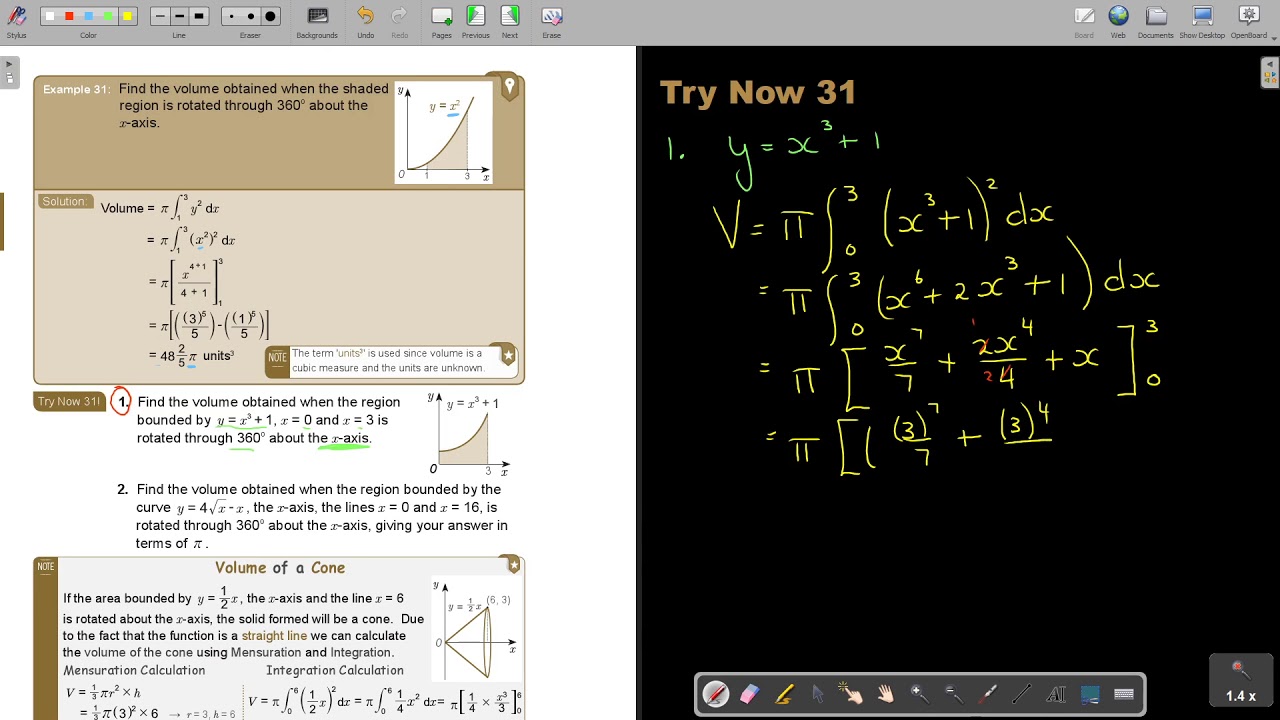 7 31 Volume Rotated 360 about the x axis Part 1 - YouTube