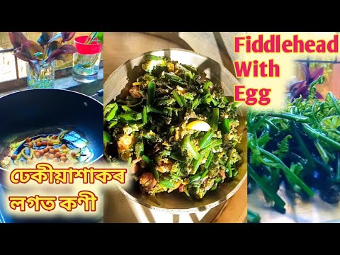 #Taste of Assam / Assemese cuisine - Dhekiya Xaak with Egg ঢেকীয়া শাক ...