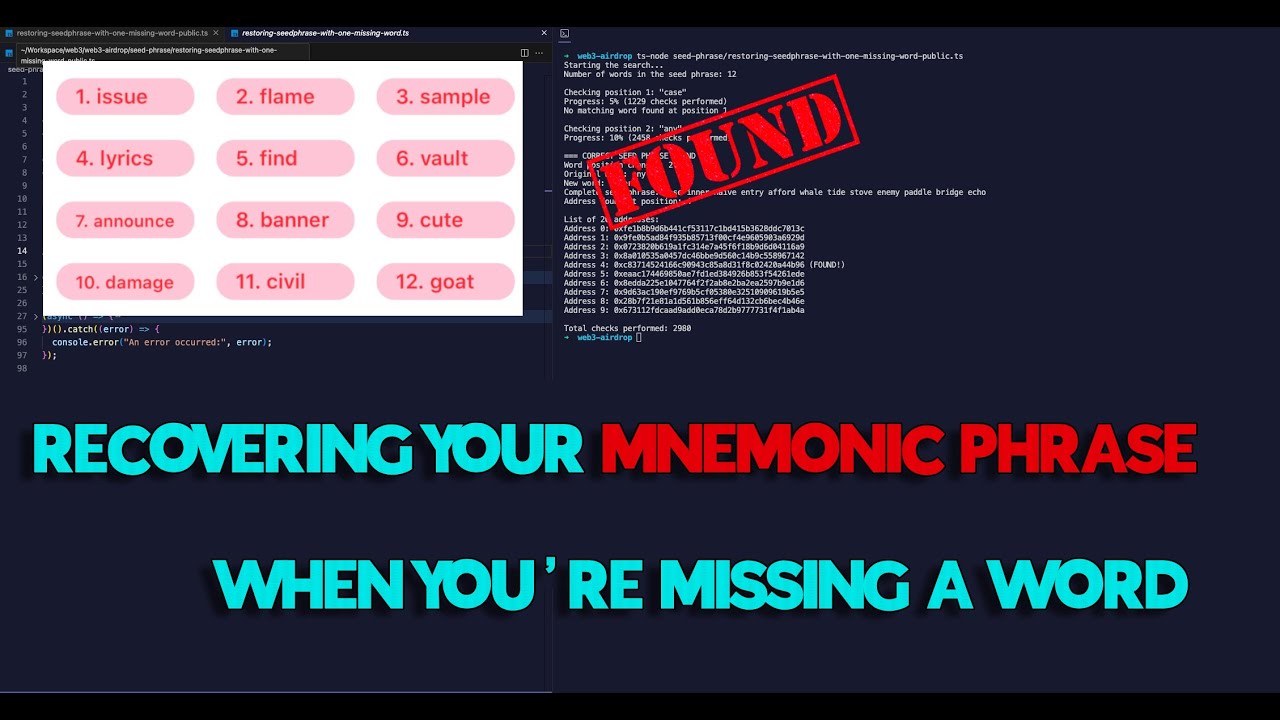 How to recover missing word of your Mnemonic Phrase (Metamask, Ledger...) - YouTube