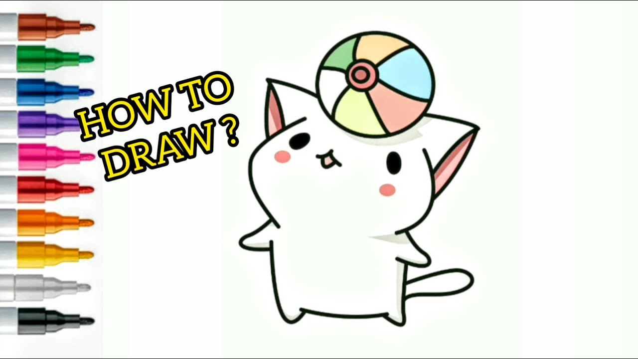 I Drew a Ball Playing Cat | How To Draw? - Top Oynayan Kedi Çizdim ...
