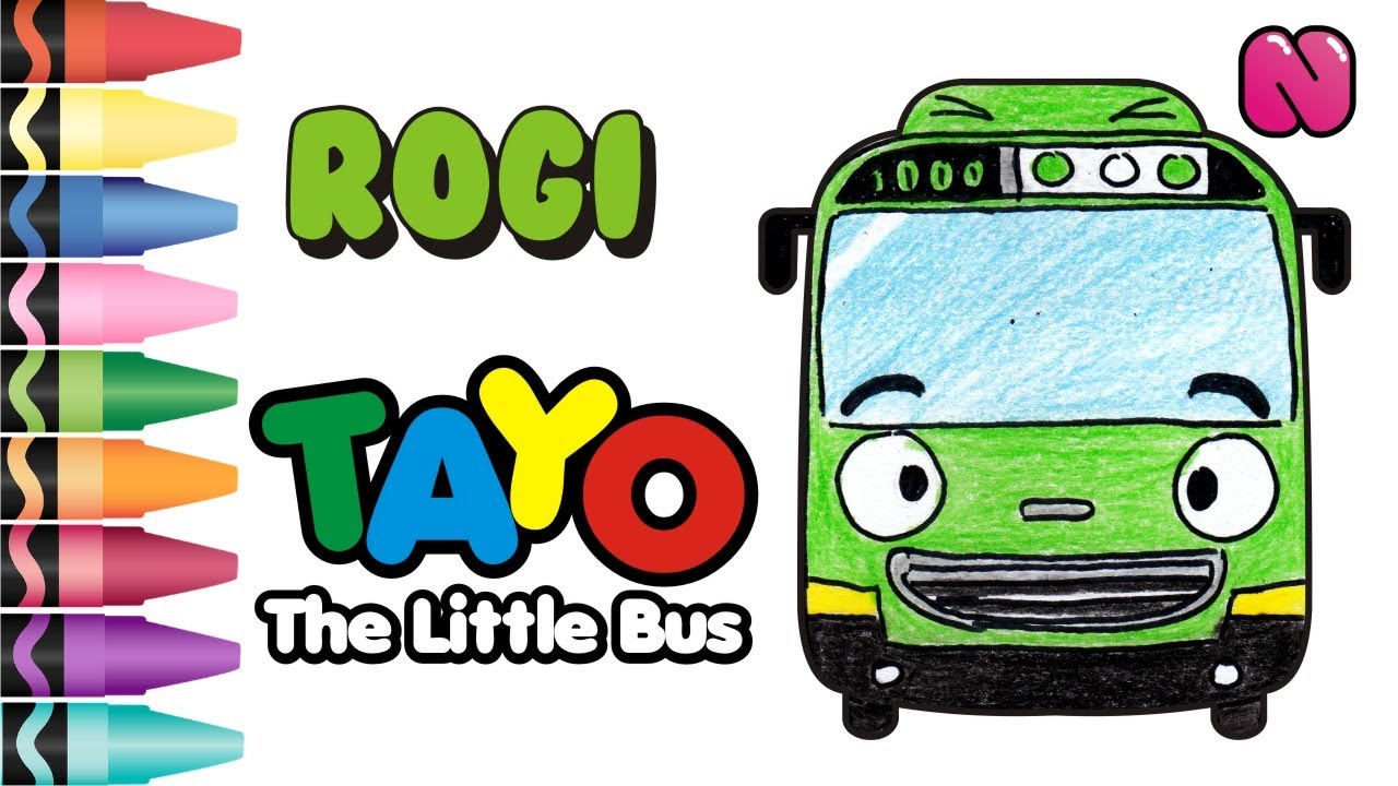 Rogi From Tayo The Little Bus, Drawing And Coloring In Easy Way Step By ...