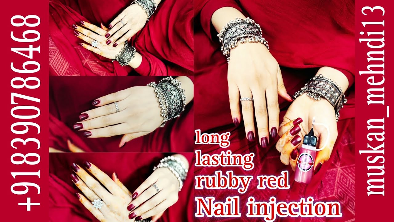♥️Ruby red nail henna injection/long lasting #muskan_mehndi13 #nailart ...