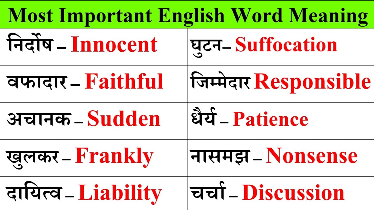 🔴 Most Important Word Meaning | रोज़ बोले जाने वाले English words ...
