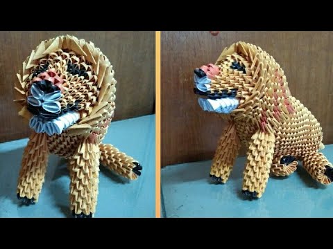 papercraft 3d origami lion Part 2 - YouTube