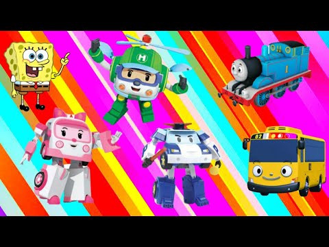 Menemukan Mainan Robocar Poli, bus tayo, mobil sport, patrick - YouTube