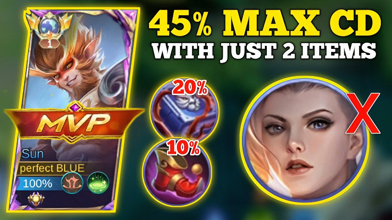 45% MAX CD WITH JUST 2 ITEMS! (must try) | SUN BEST BUILD -MLBB🔥 # ...
